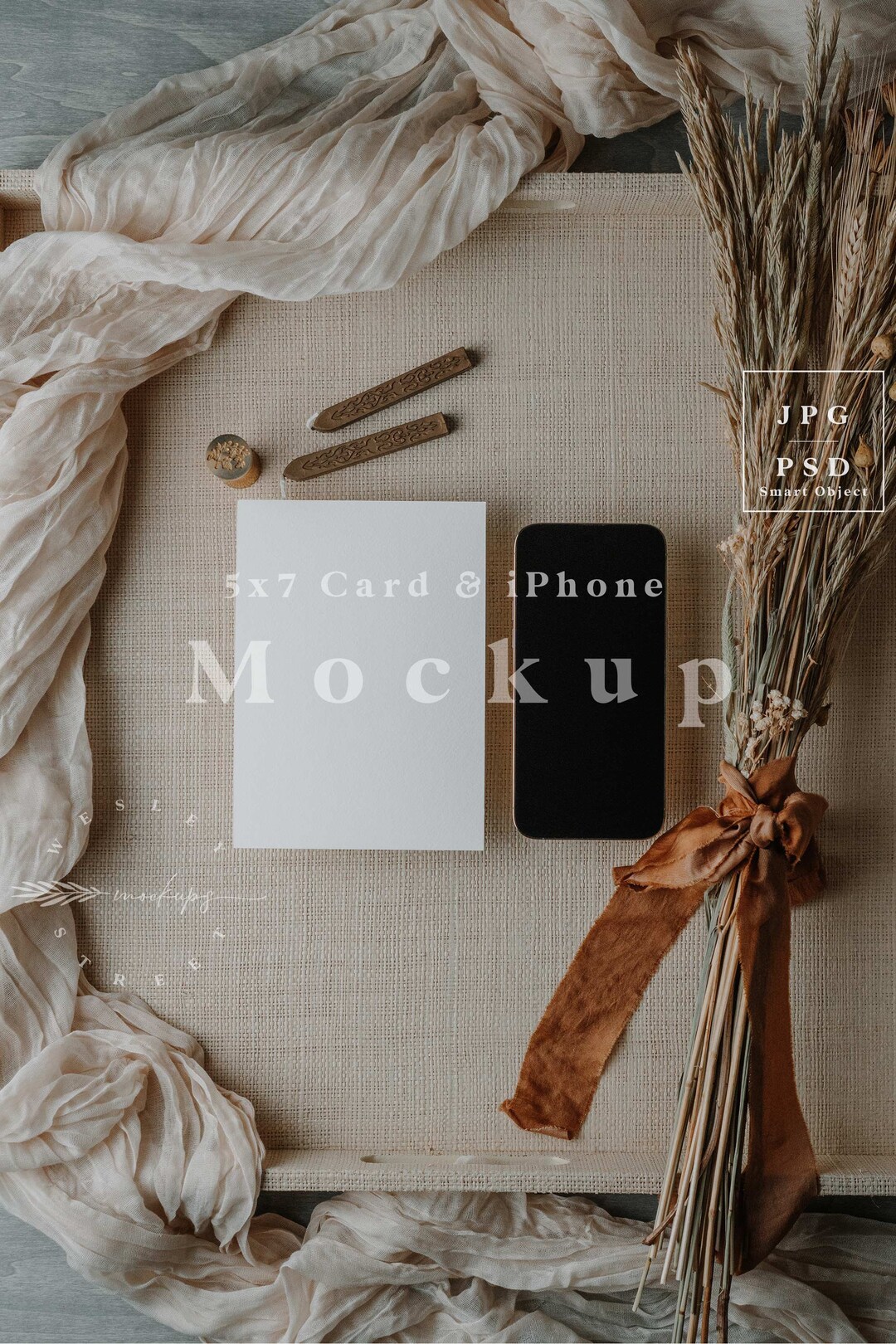 Invitation and Phone Mockup, Phone and Card Mockup, 5x7 Card Mockup ...