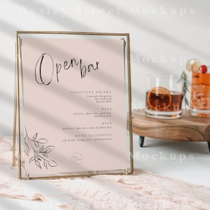 8x10 Sign Mockup, Wedding Bar Sign Mockup, Bar Mockup, Gold Frame ...