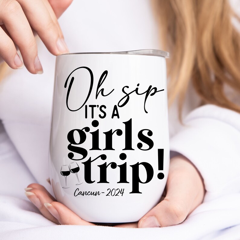 Oh Sip It's A Girls Trip Wine Tumbler, Girls Weekend Gift, Girlfriend Gift, Ladies Group ...