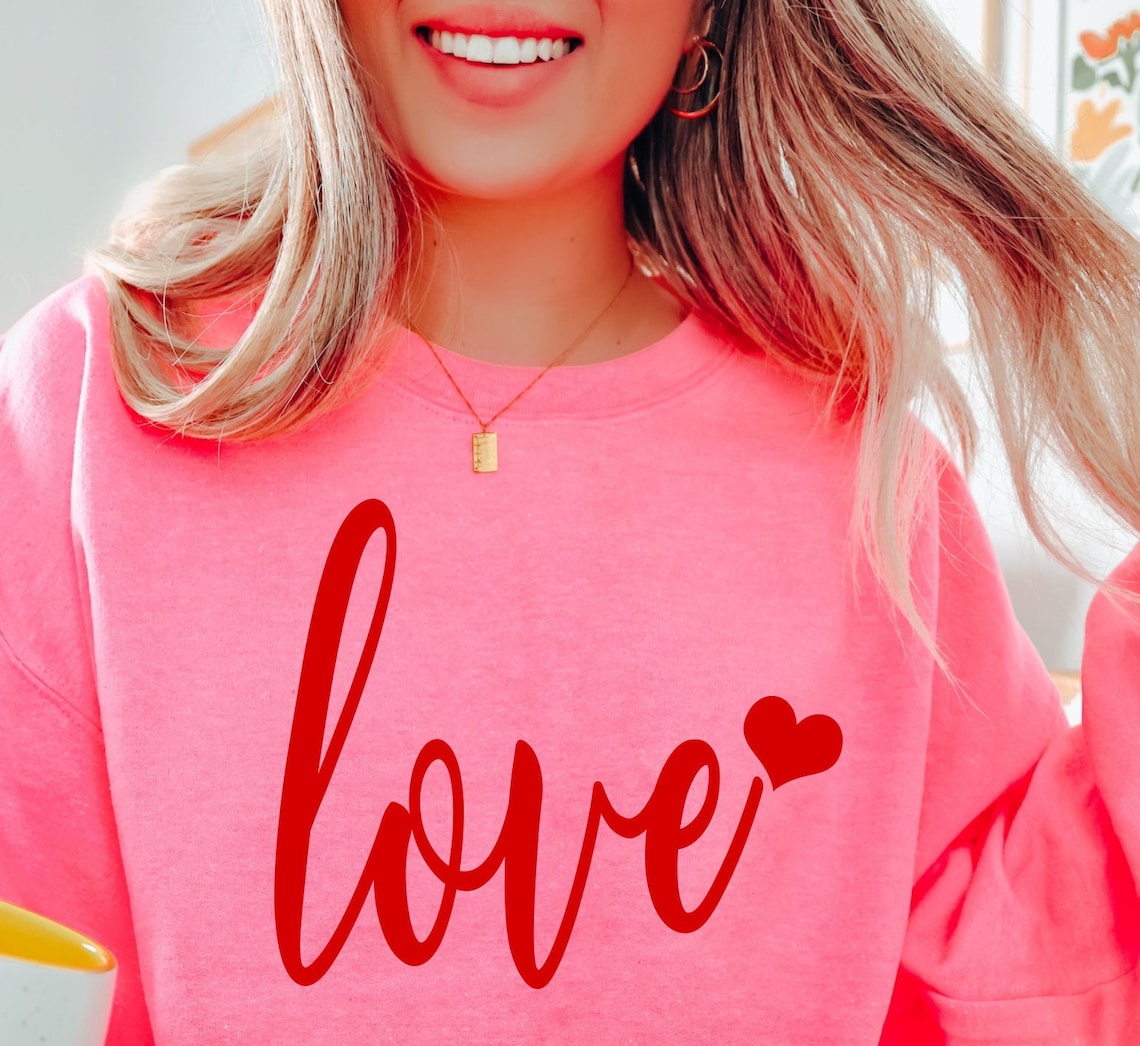 Love Sweatshirt, Heart Sweatshirt, Valentines Day Sweatshirt, Womens ...