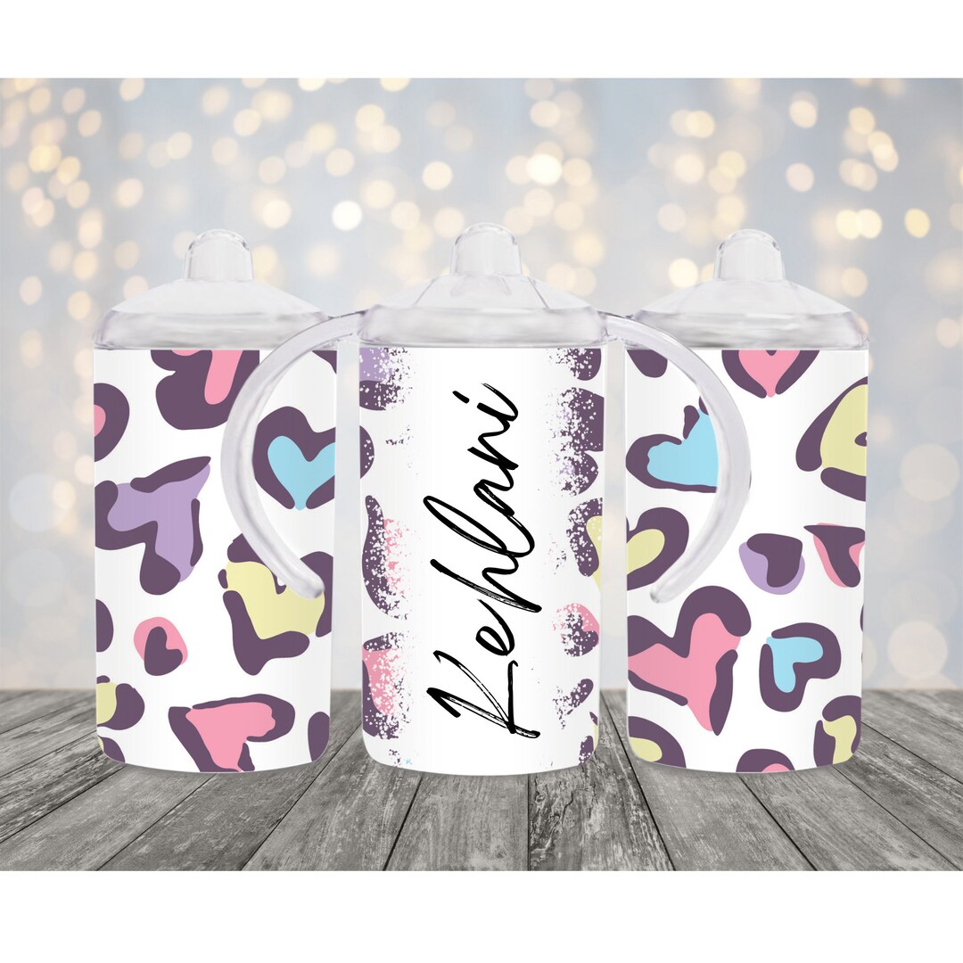 Personalized Kid Sippy Cup Tumbler: Leopard Heart Design - Etsy