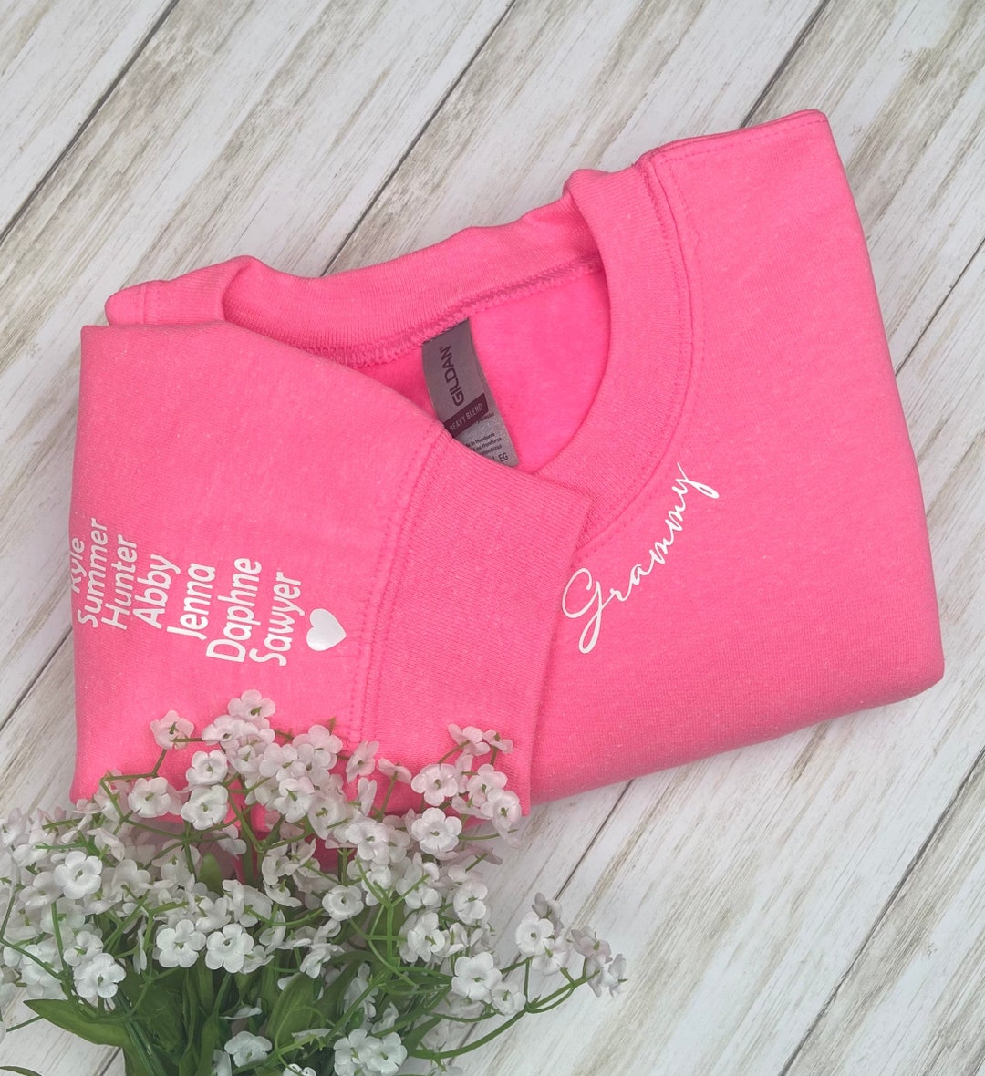 Grandma Sweater With Name on Collar and Grandkids Names on - Etsy