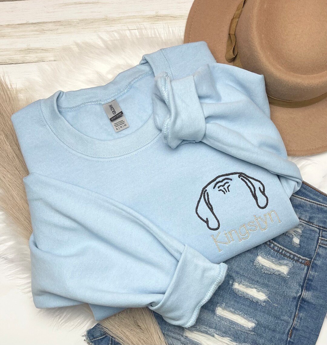 Custom Dog Ear Sweatshirt Embroidered, Dog Mama Sweatshirt, Embroidered ...