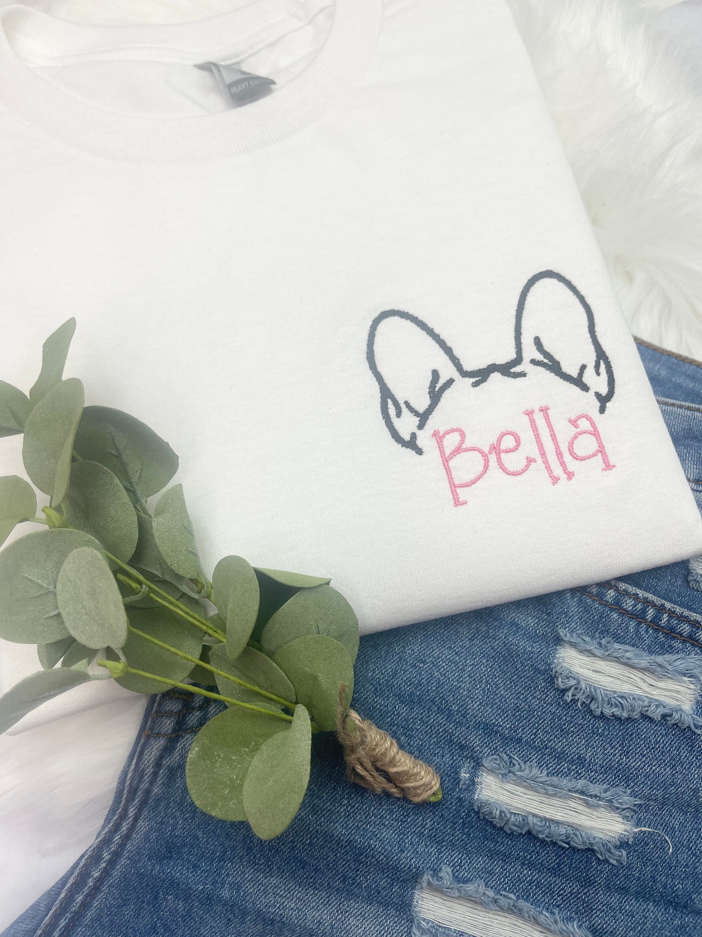 Custom Embroidered Dog Ear Sweatshirt: Personalized Pet Portrait - Etsy