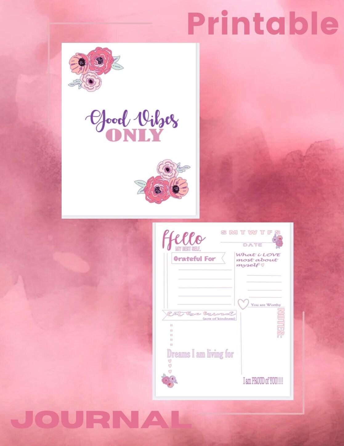 Easy Printable Motivational Journal | Etsy