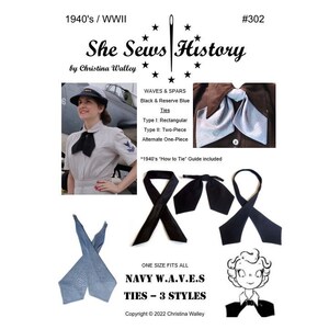 Printable Sewing Pattern Womens Navy WAVES & SPARS Ties All - Etsy
