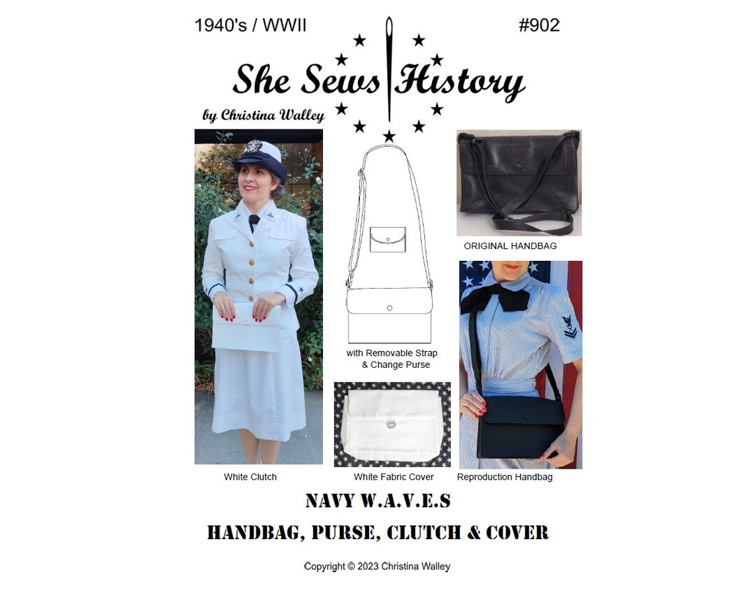 Printable Sewing Pattern – Navy WAVES Handbag - World War II Era (1940 ...