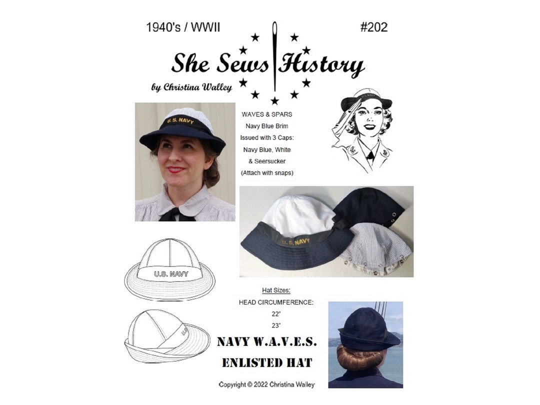 Printable Sewing Pattern – Women’s Navy WAVES & SPARS Enlisted Hat ...