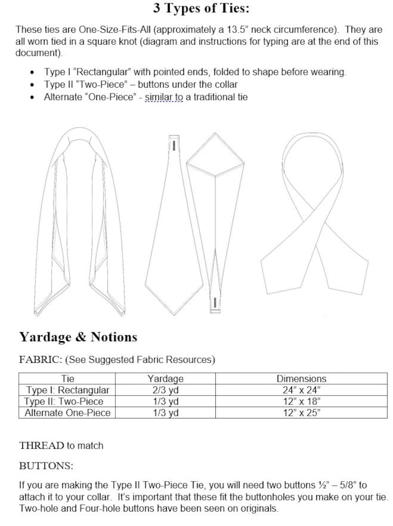 Printable Sewing Pattern – Women’s Navy WAVES & SPARS Ties All 3 Styles ...