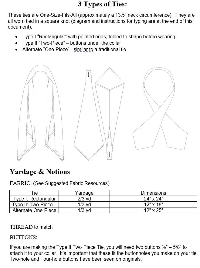Printable Sewing Pattern – Women’s Navy WAVES & SPARS Ties All 3 Styles ...
