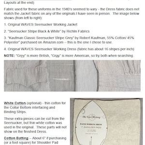Printable Sewing Pattern – Navy WAVES Seersucker Working Dress - World ...