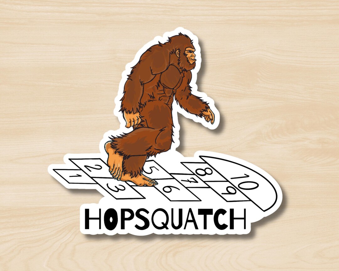 Hopsquatch Sticker, Cute Bigfoot Sticker, Funny Sasquatch Sticker ...
