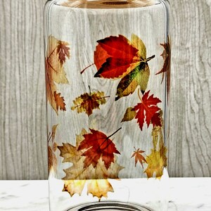 Fall Leaves Beer Can Glass, Leaf Glass, Fall Glass, Clear Glass, Iced ...