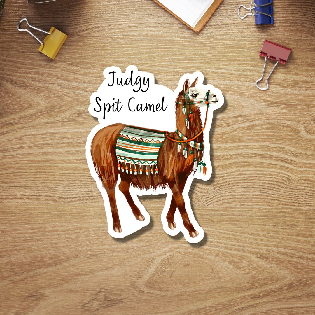 Llama: Judgy Spit Camel Sticker, Funny Llama Sticker, Cute Animal ...