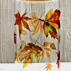 Fall Leaves Beer Can Glass, Leaf Glass, Fall Glass, Clear Glass, Iced ...