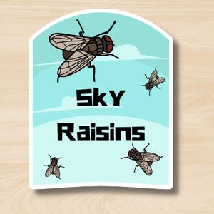 Fly: Sky Raisin Sticker, Funny Housefly Sticker, Cute Flying Insect ...