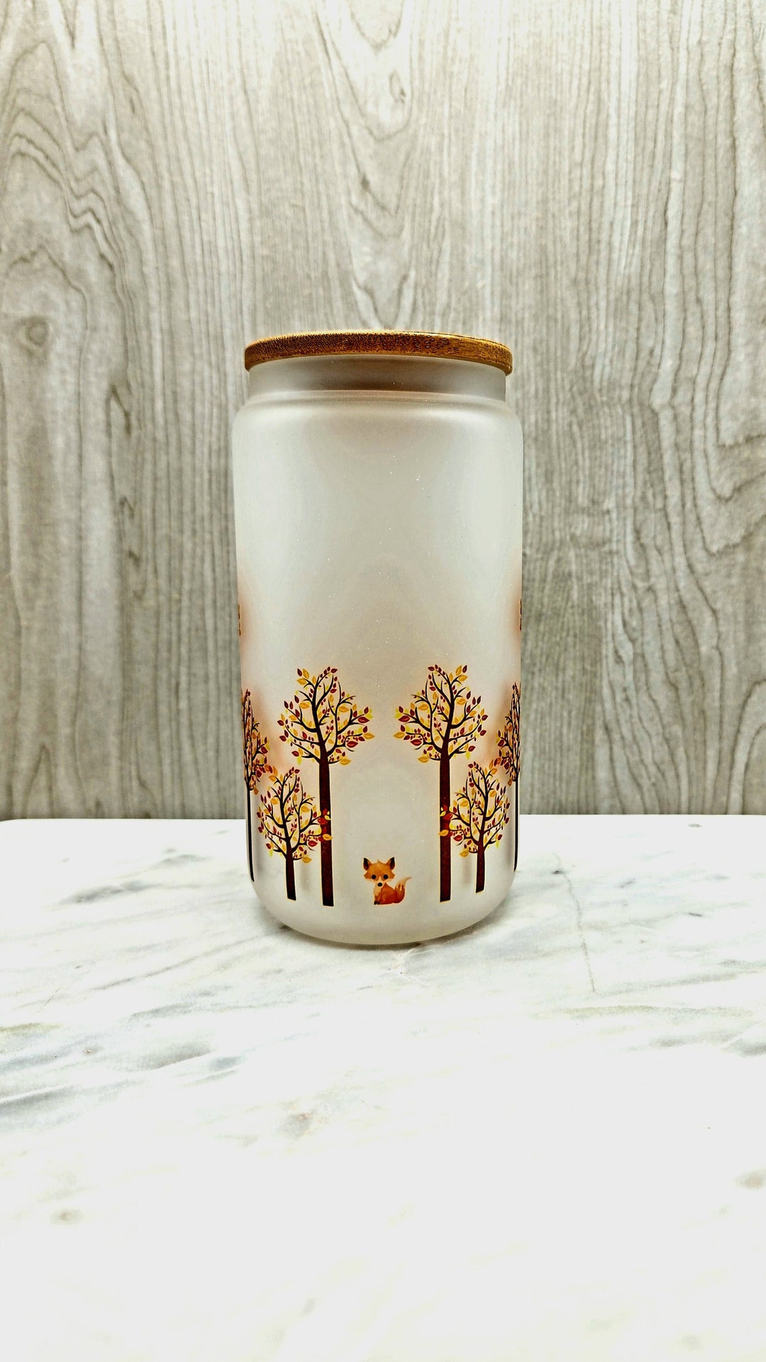 Fox in the Woods Beer Can Glass Fox Glass Fall Glass - Etsy