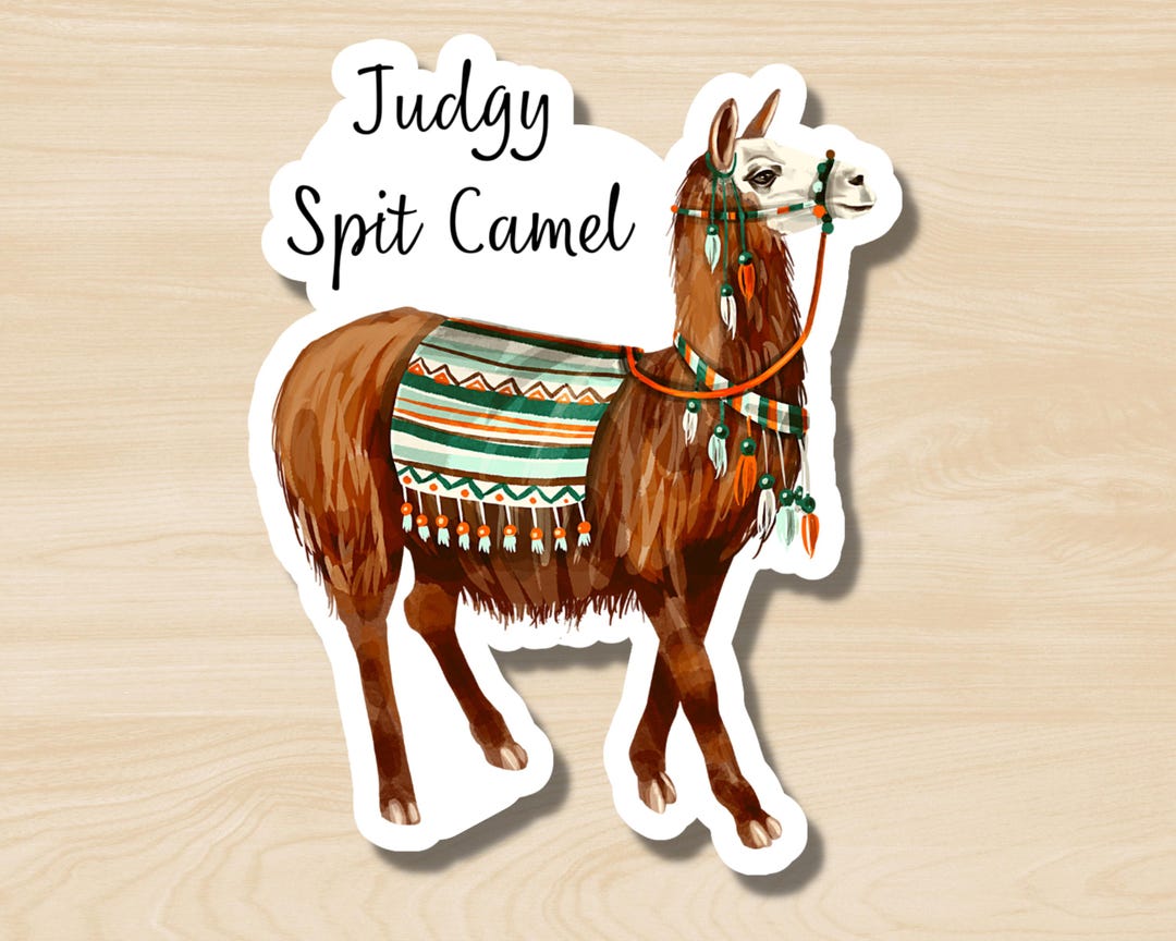 Llama: Judgy Spit Camel Sticker, Funny Llama Sticker, Cute Animal ...