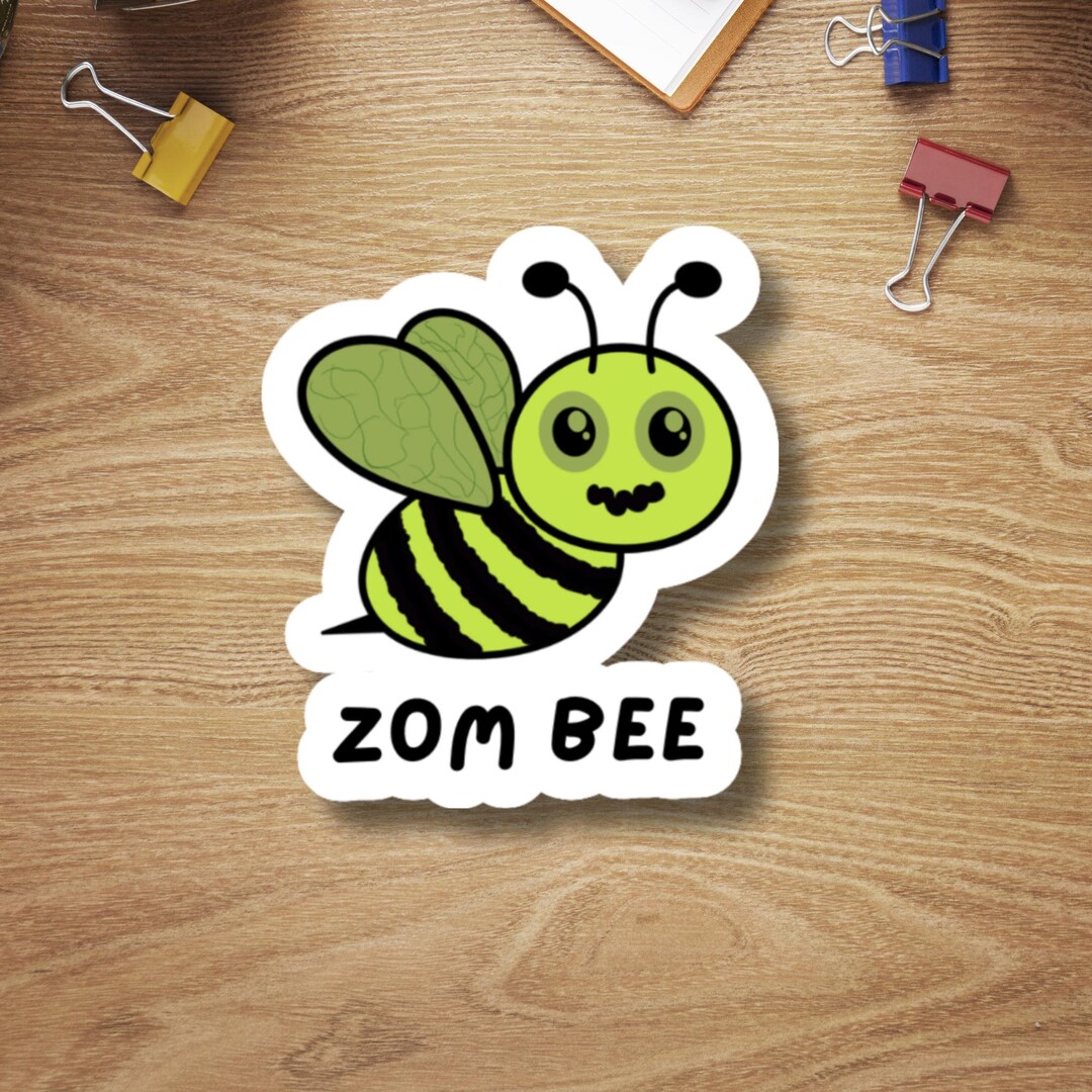 Zom Bee Halloween Sticker, Funny Zombie Bee Sticker, Cute Halloween ...