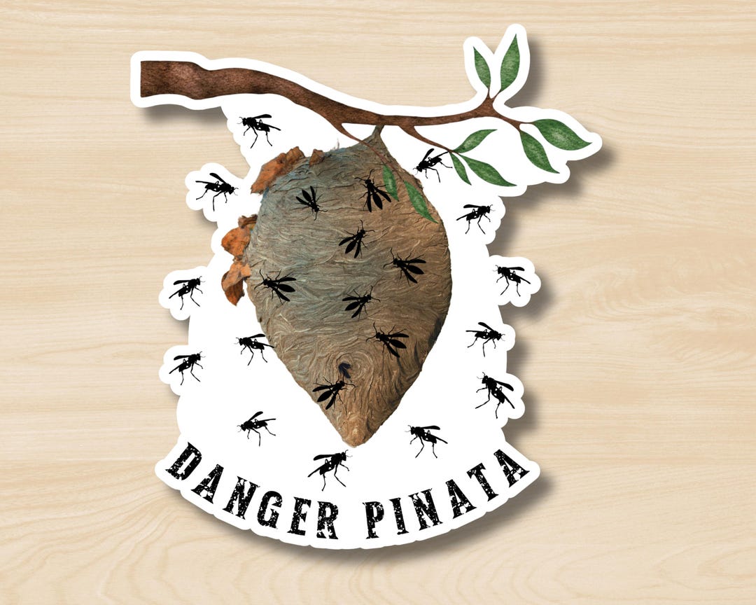 Wasp Nest: Danger Pinata Sticker, Funny Hornet Sticker, Cute Hornet ...