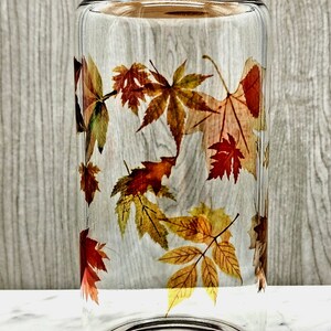 Fall Leaves Beer Can Glass, Leaf Glass, Fall Glass, Clear Glass, Iced ...