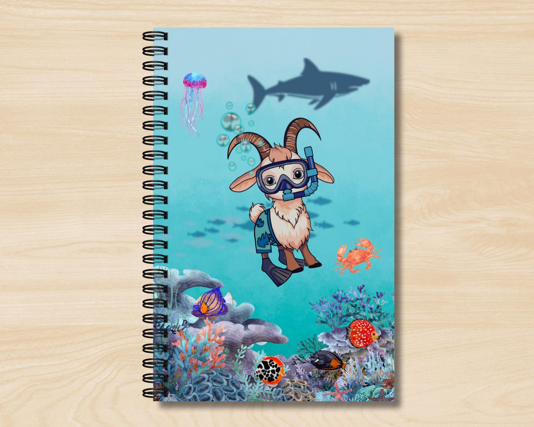 Goatbook - Goats in the Ocean - Cute Goat Spiral Notebook, What Floats ...