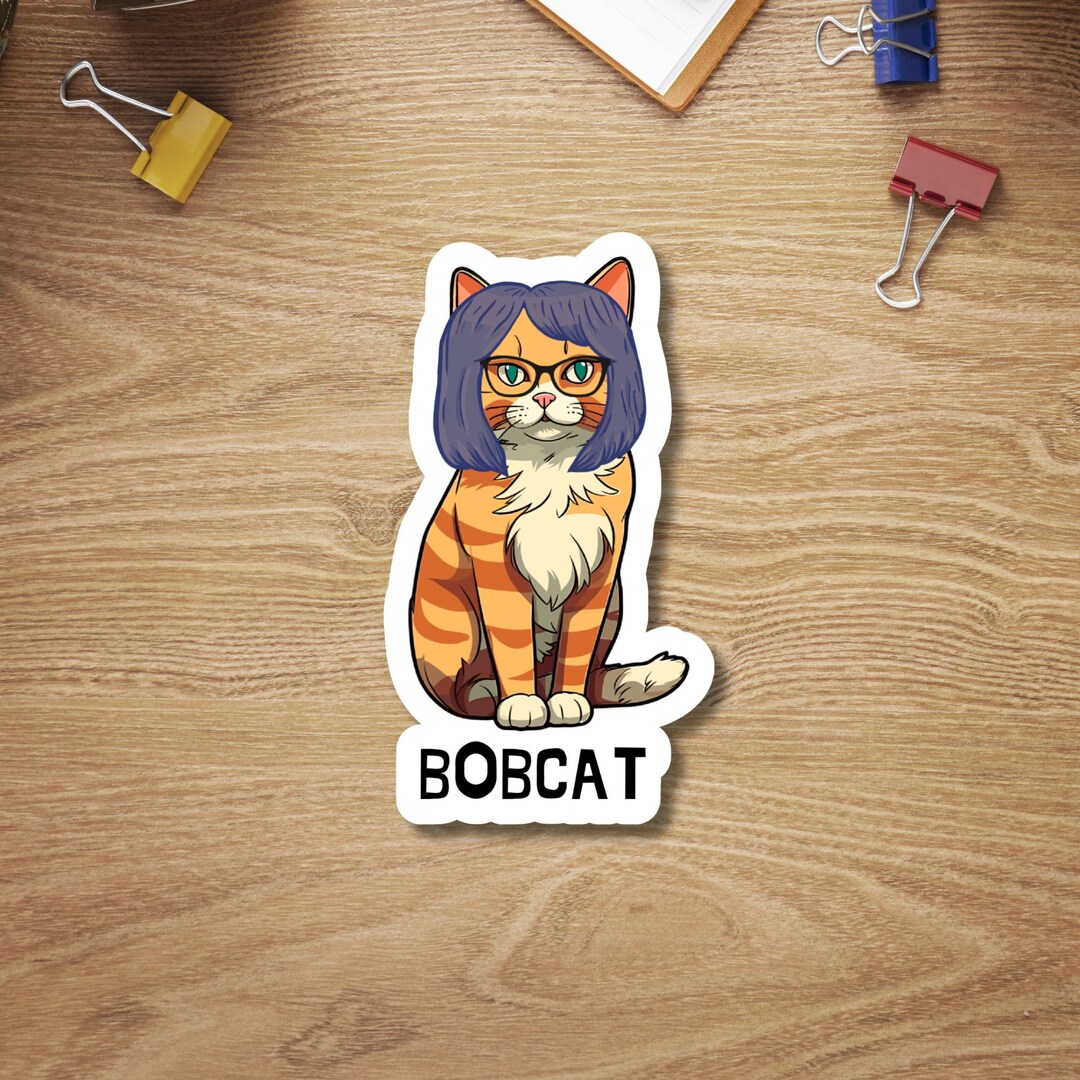 Bobcat: Cat With a Bob Haircut Sticker, Funny Cat Sticker, Cute Kitten ...