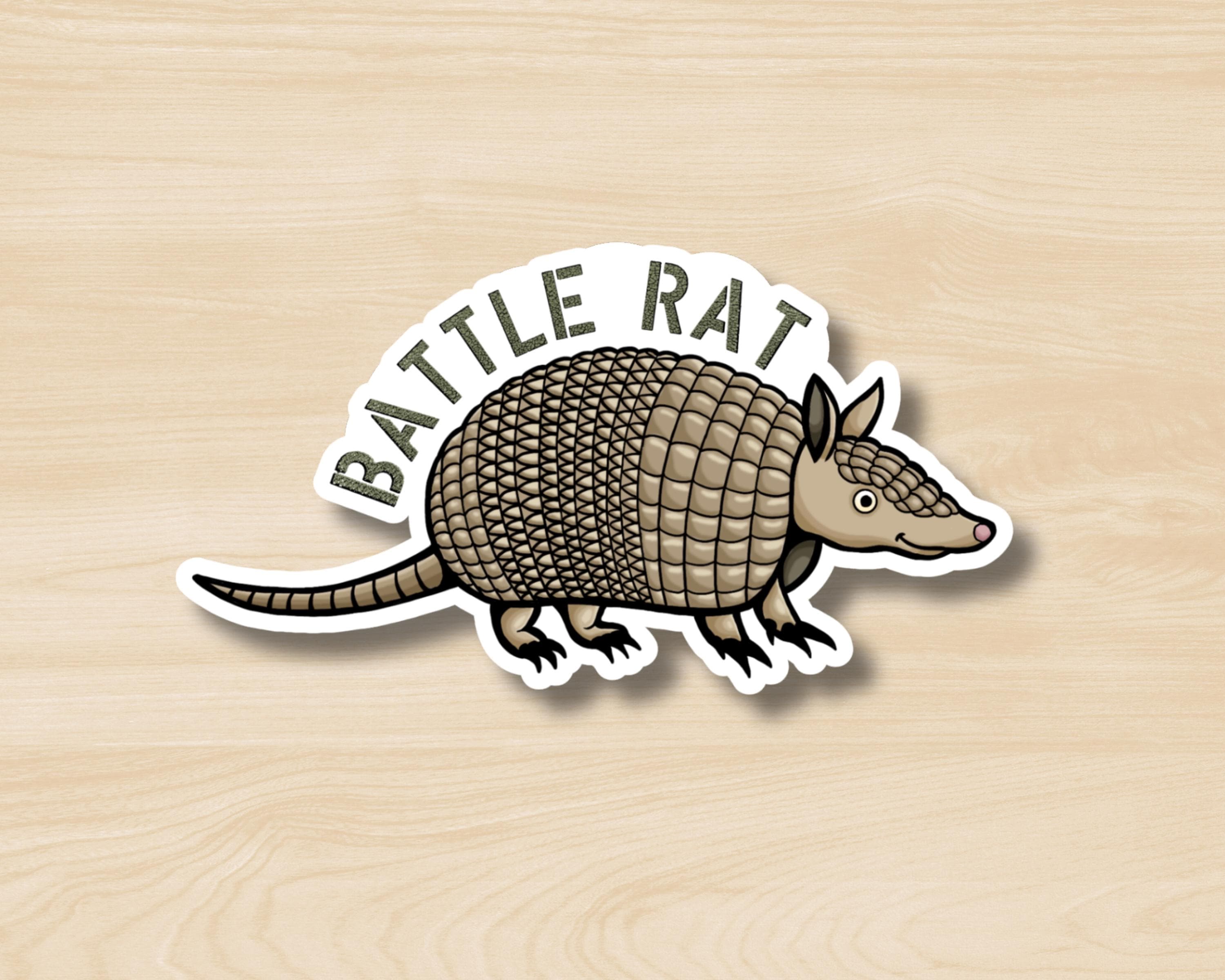 Armadillo: Battle Rat Sticker, Funny Armadillo Sticker, Cute Animal ...