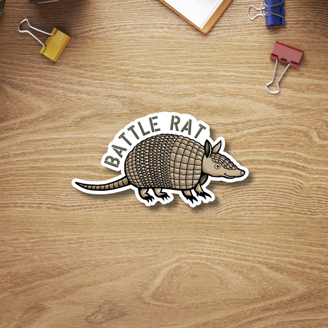 Armadillo: Battle Rat Sticker, Funny Armadillo Sticker, Cute Animal ...