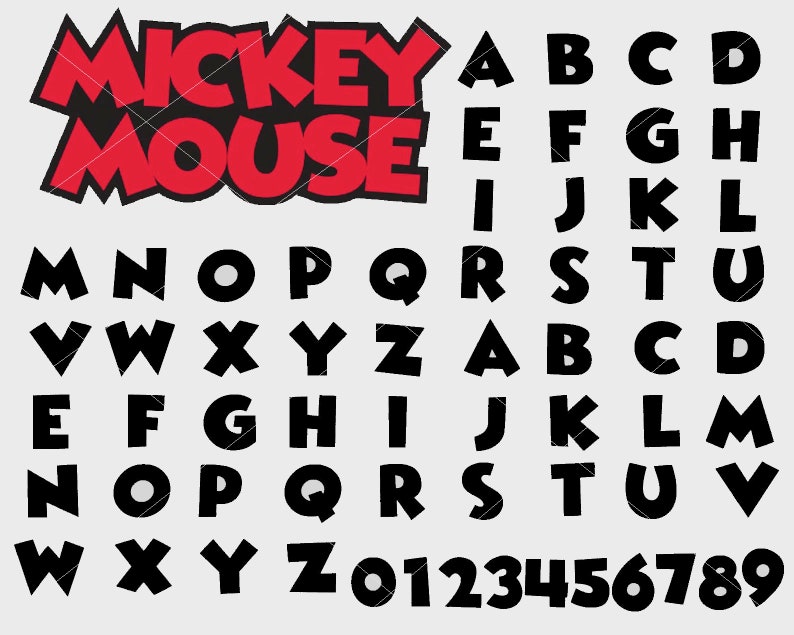 Mickey Font, Mickey Letters, Mickey Font Silhouette, Mickey Font Cricut ...
