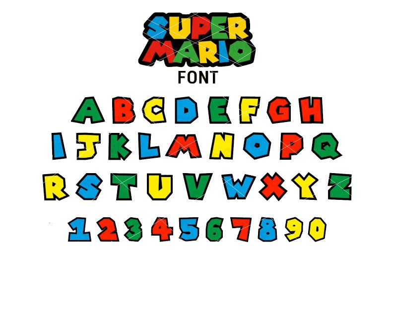 Mario Font , Mario Letters, Mario Numbers, Mario Alphabet, Mario Font ...