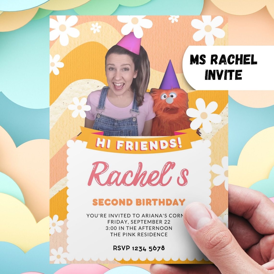 Ms Rachel Theme Birthday Decorations Invitation Design Etsy