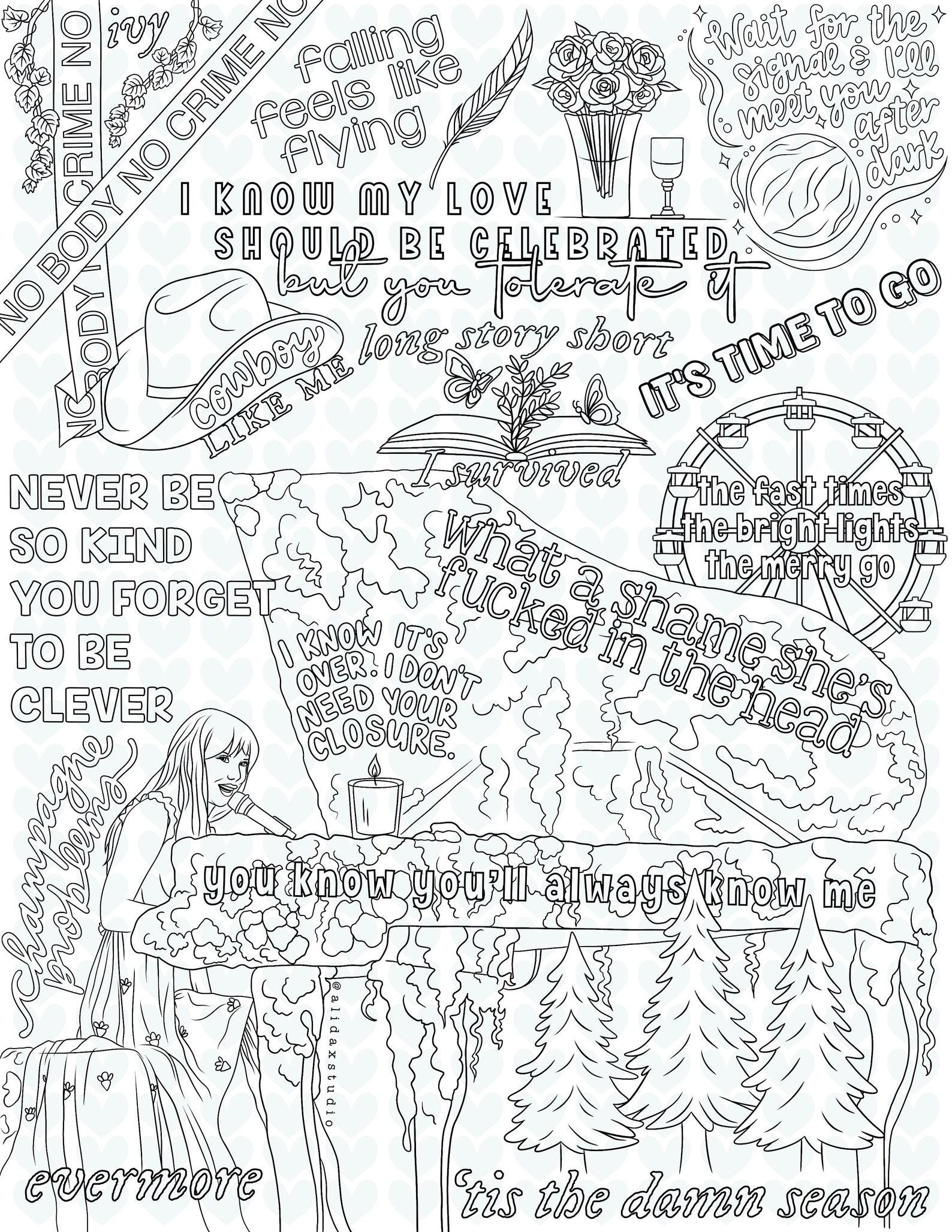 EVERMORE ERA - Adult Coloring Page, Instant Download, Swiftie, Swift ...