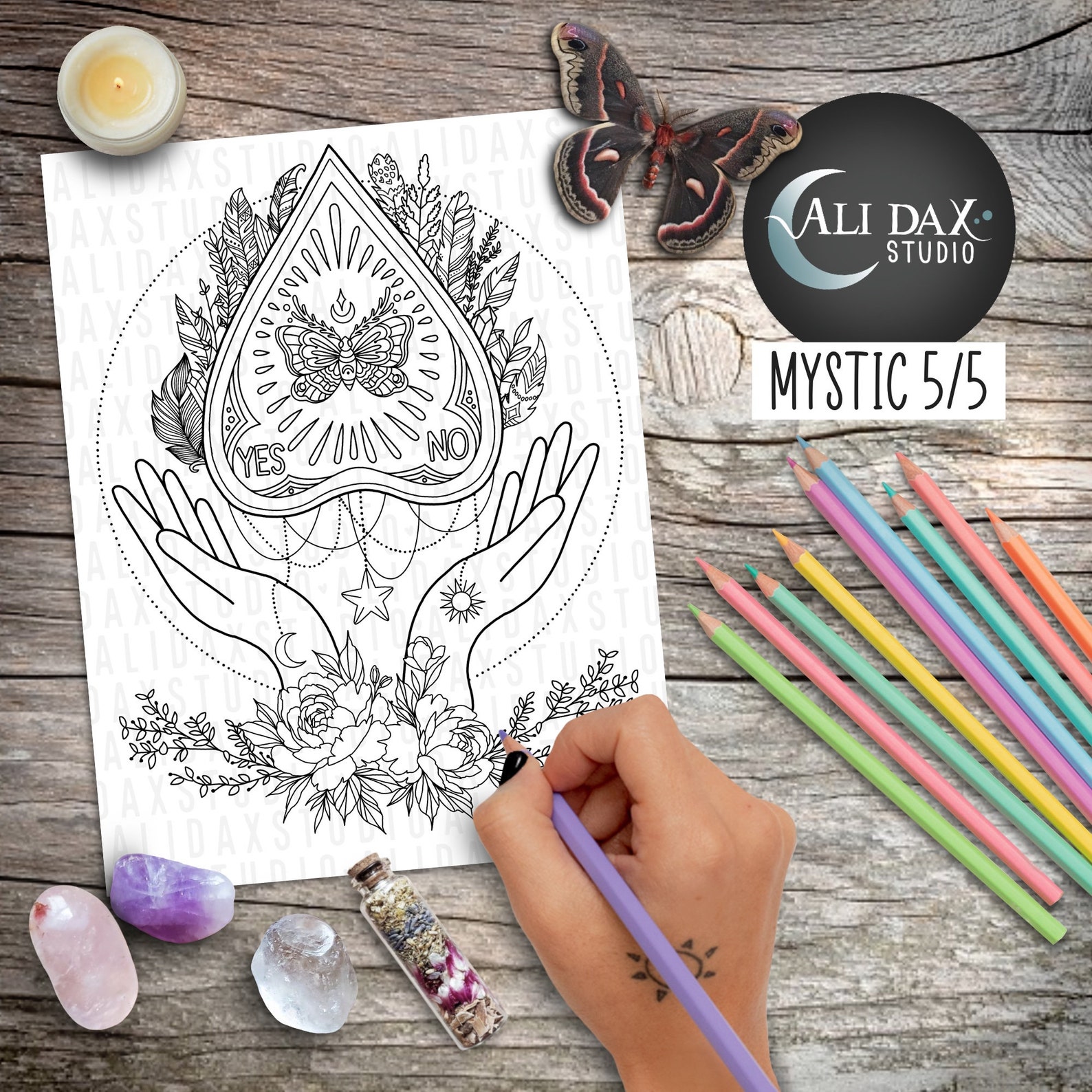 Mystic 5 Pack Printable Modern Coloring Pages Witchy - Etsy