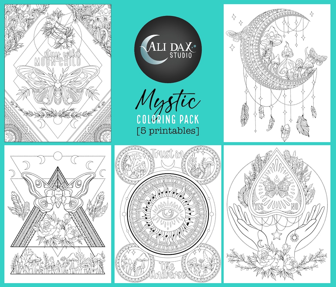 Mystic (5 Pack) Printable Modern Coloring Pages - Witchy Vibes ...
