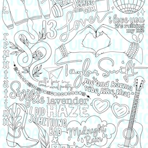 Swiftie - Printable Coloring Page for All Ages, Hand Drawn, Instant ...