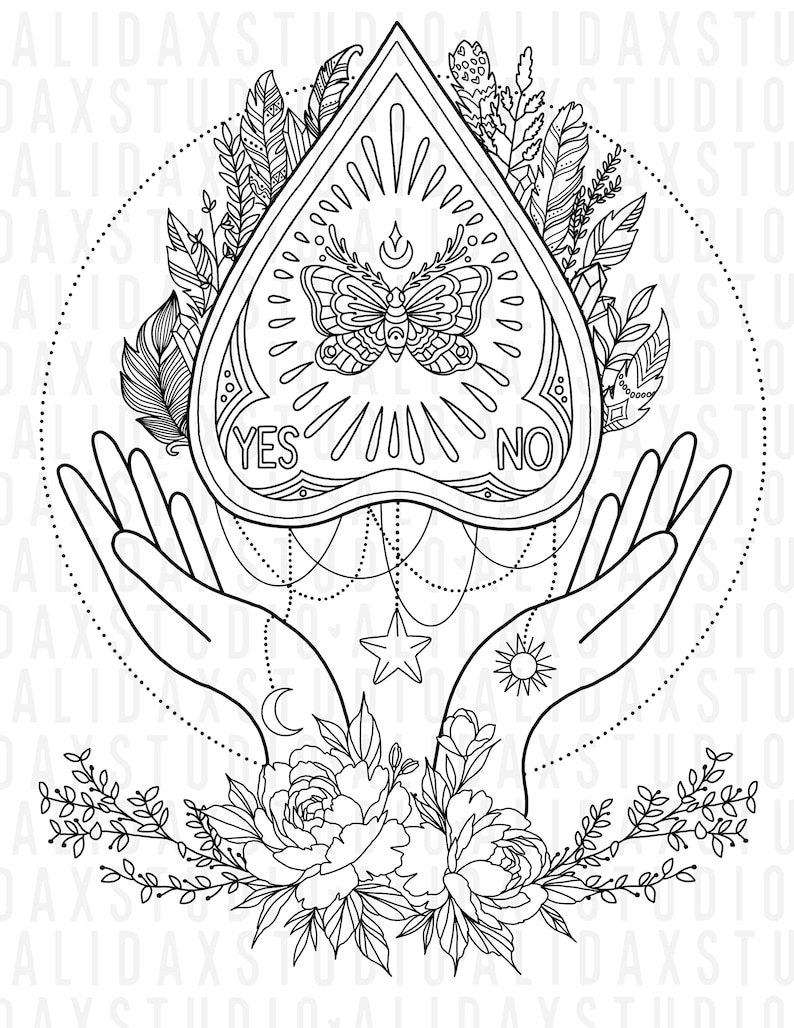 Mystic 5 Pack Printable Modern Coloring Pages Witchy - Etsy