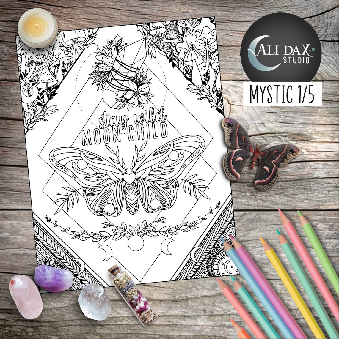 Mystic design 1/5 Printable Coloring Page for Adults & Kids - Etsy