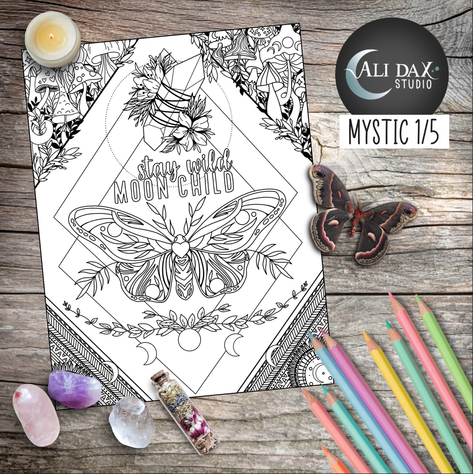 Mystic design 1/5 Printable Coloring Page for Adults & Kids - Etsy