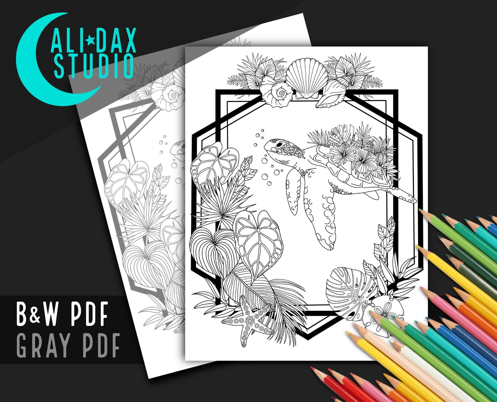 Tropical (design 2/5) Printable Coloring Page for Adults & Kids, Hand ...