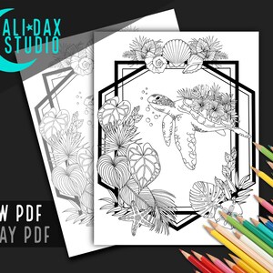 Tropical (design 2/5) Printable Coloring Page for Adults & Kids, Hand ...
