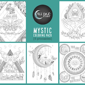 Mystic 5 Pack Printable Modern Coloring Pages Witchy - Etsy