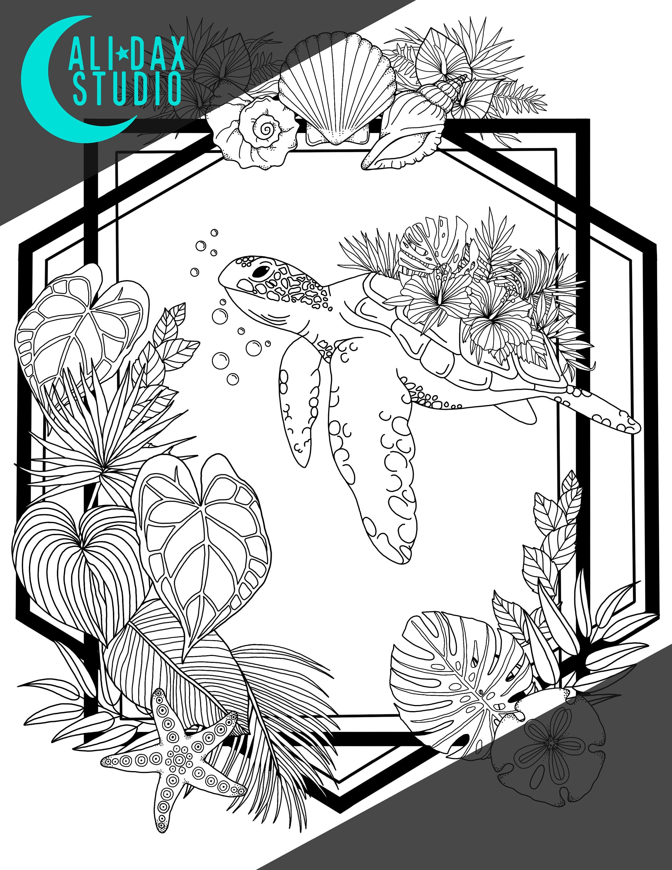 Tropical (design 2/5) Printable Coloring Page for Adults & Kids, Hand ...