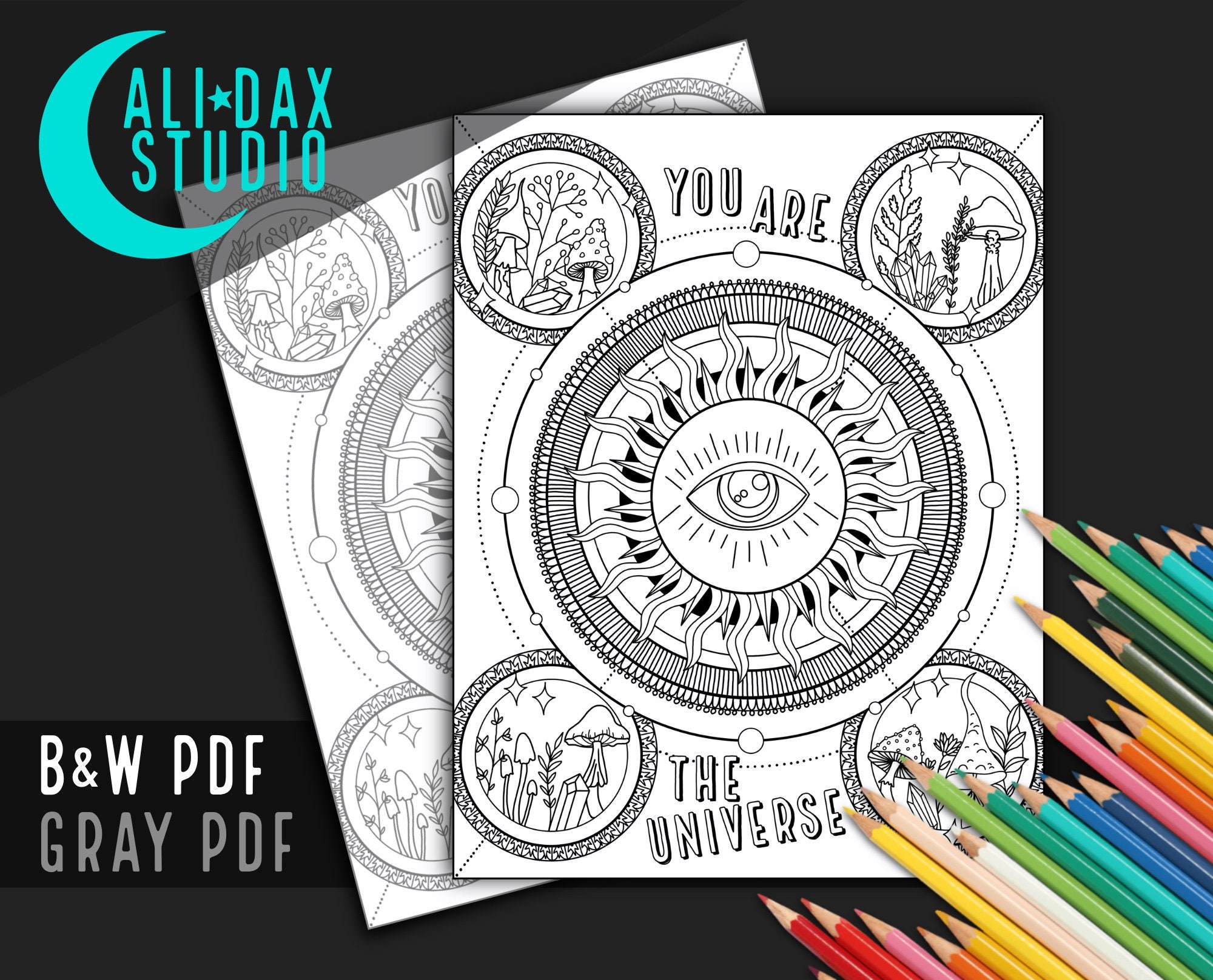 Mystic design 4/5 Printable Coloring Page for Adults & Kids | Etsy