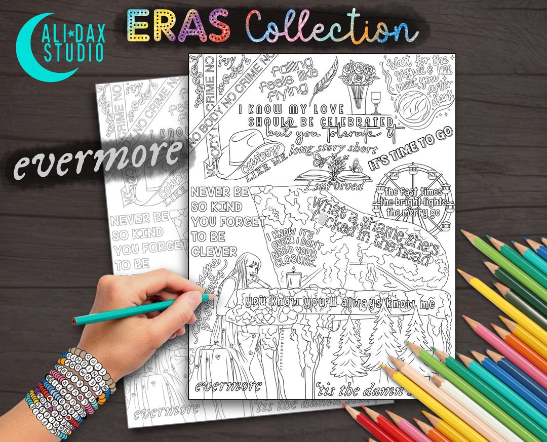 EVERMORE ERA Printable Coloring Page, Instant Download, Swiftie, Swift ...