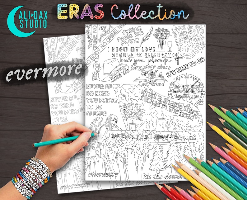 EVERMORE ERA Printable Coloring Page, Instant Download, Swiftie, Swift ...