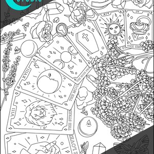 Tarot Printable Coloring Page for Adults & Kids, Hand Drawn, Instant ...