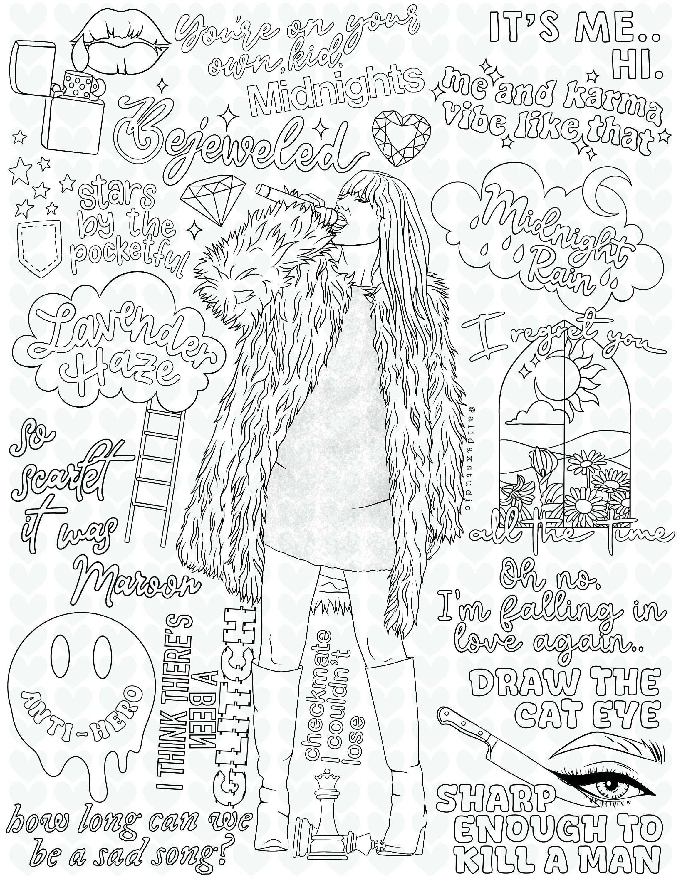 MIDNIGHTS ERA - Printable Coloring Page, Instant Download Pdf, Digital ...