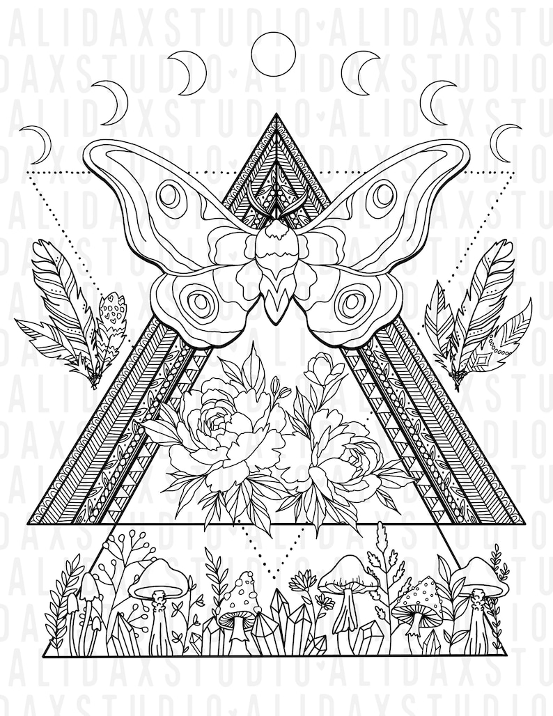 Mystic 5 Pack Printable Modern Coloring Pages Witchy | Etsy Australia