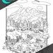 Mountain View - Printable Coloring Page for Adults & Kids, Hand Drawn ...